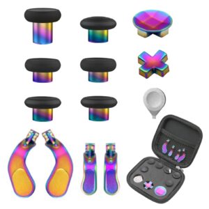 easegmer plating elite series 2 kits - 13 in 1 metal 6 swap thumbsticks joysticks, 4 trigger paddles and 2 dpads for elite series 2 & xbox one elite controller core (chromatic)