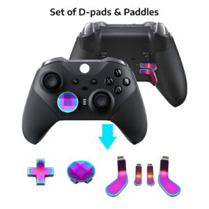 Easegmer Plating Elite Series 2 Kits - 13 in 1 Metal 6 Swap Thumbsticks Joysticks, 4 Trigger Paddles and 2 Dpads for Elite Series 2 & Xbox One Elite Controller Core (Chromatic)