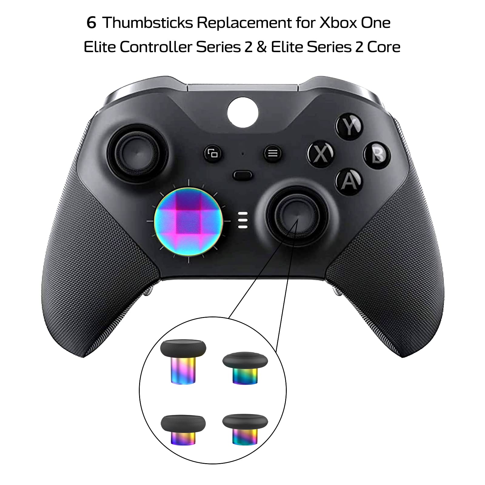 Easegmer Plating Elite Series 2 Kits - 13 in 1 Metal 6 Swap Thumbsticks Joysticks, 4 Trigger Paddles and 2 Dpads for Elite Series 2 & Xbox One Elite Controller Core (Chromatic)