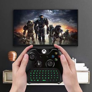 TiMOVO Green Backlight Keyboard for Xbox One, Xbox Series X/S,Wireless Chatpad Message KeyPad with Headset & Audio Jack,Mini Game Keyboard Fit Xbox One/One S/One Elite/2, 2.4G Receiver Included, Black