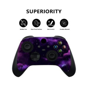 PlayVital Purple Deep Space Custom Vinyl Skins for Xbox Core Wireless Controller, Wrap Decal Cover Stickers for Xbox Series X Console Controller