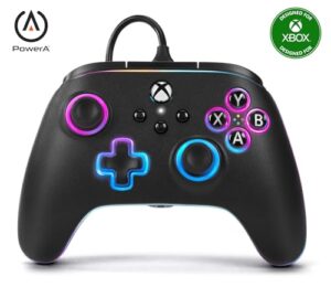 powera advantage wired controller for xbox series x|s with lumectra - black, gamepad, wired video game controller, gaming controller, works with xbox one and windows 10/11, officially licensed for xbox