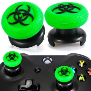 playrealm fps thumbstick extender & 3d texture rubber silicone grip cover 2 sets for xbox series x/s & xbox one controller(bioh green)