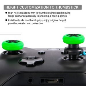 Playrealm FPS Thumbstick Extender & 3D Texture Rubber Silicone Grip Cover 2 Sets for Xbox Series X/S & Xbox One Controller(BioH Green)