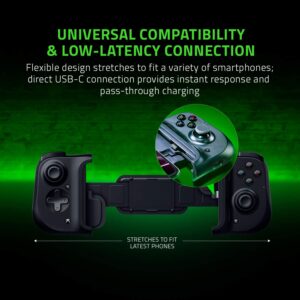 Razer Kishi Mobile Game Controller / Gamepad for Xbox Android USB-C: Game Pass Ultimate, xCloud, Cloud Gaming - Passthrough Charging - Low Latency Phone Controller Grip - Samsung, Pixel, & more