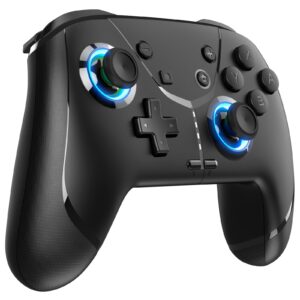 wireless switch pro controller for nintendo switch/lite/oled, bluetooth gaming controller for iphone/android/phone/pc/steam/mac/ios/ipad/tv with programmable/vibration/motion control/turbo/wakeup/rgb