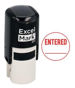 entered - excelmark self-inking rubber stamp - a17 red ink