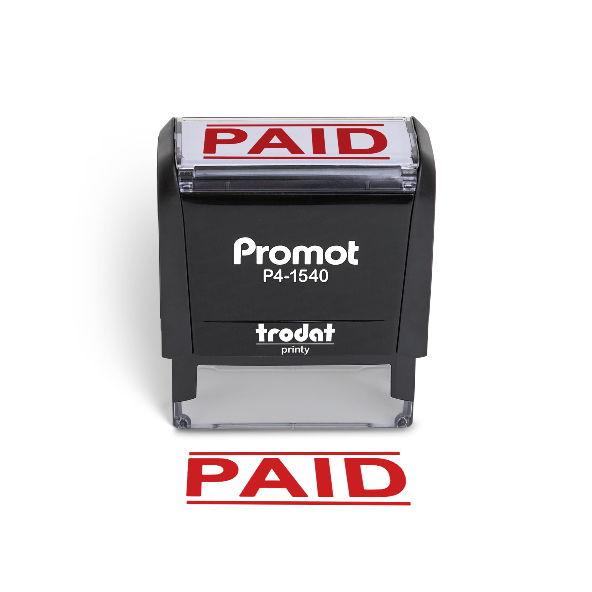 Promot Paid Stamp Self Inking Stamp - Paid Stamp for Office, Accounts Payable Stamp - Rubber Stamps for Retail Use, Red Ink Stamp, Self Inking Stamp for Business Supplies, Paid Stamper