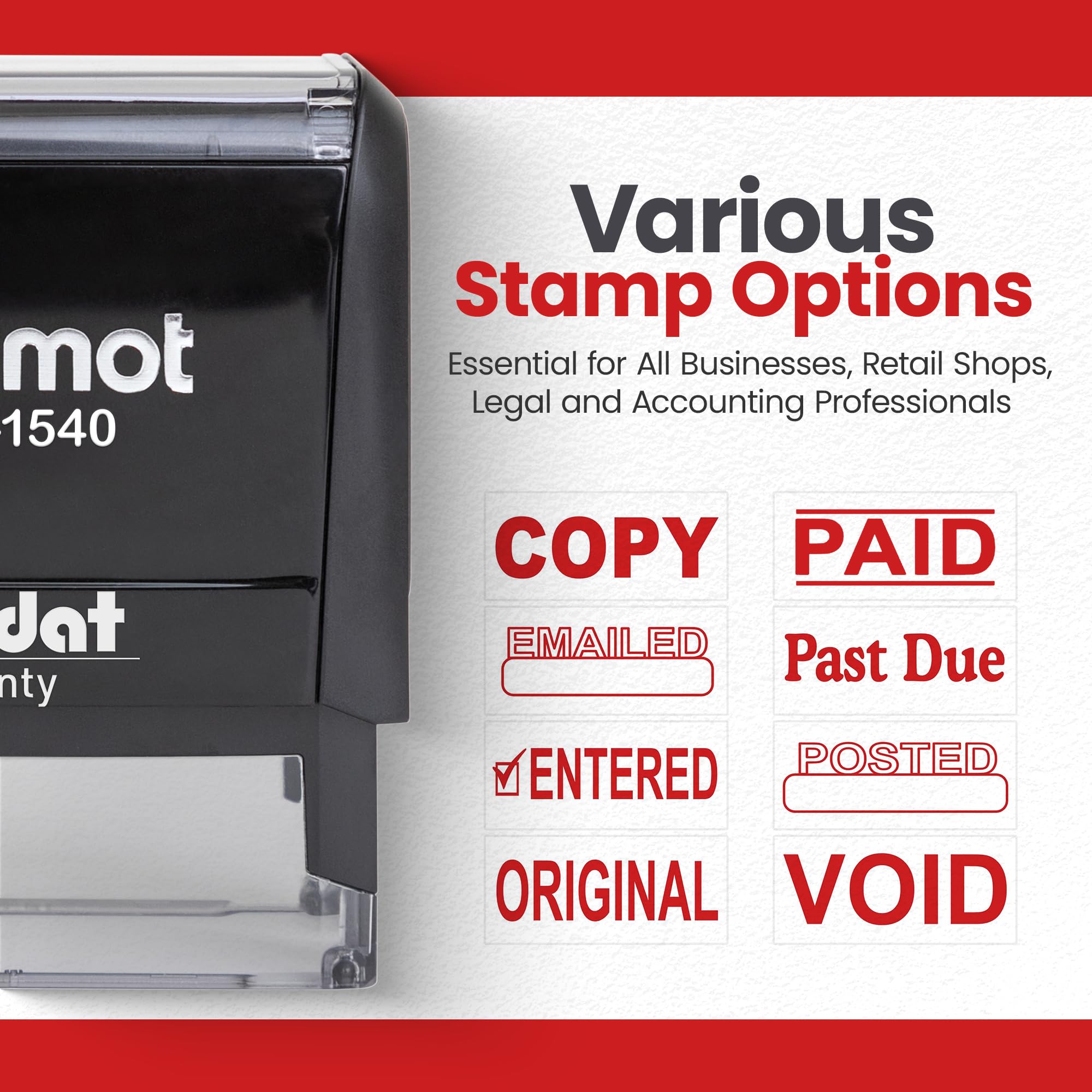 Promot Paid Stamp Self Inking Stamp - Paid Stamp for Office, Accounts Payable Stamp - Rubber Stamps for Retail Use, Red Ink Stamp, Self Inking Stamp for Business Supplies, Paid Stamper