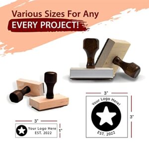 Personalized Rubber Hand Stamp, Wood Handle with Custom Logo | Multiple Size Options Available | Upload Your Own Logo (3"x4")