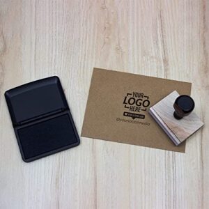 Personalized Rubber Hand Stamp, Wood Handle with Custom Logo | Multiple Size Options Available | Upload Your Own Logo (3"x4")