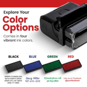 Promot Self Inking Personalized Stamp - Up to 5 Lines of Personalized Text, Custom Address Stamp, Office Stamps, Customizable Rubber Stamp, Name Stamp for Business Easy to Change Ink Cartridge-Medium