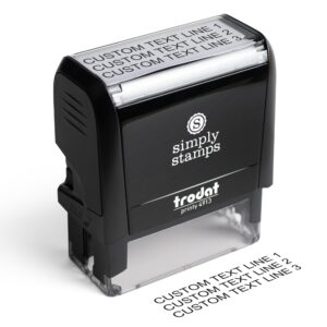 custom address stamp - 20 font options - 3 line self-inking address stamp - up to 3 lines of customized text | multiple ink color options (large)