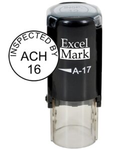 excelmark custom round self inking inspection stamp - 5/8" diameter (3 lines)