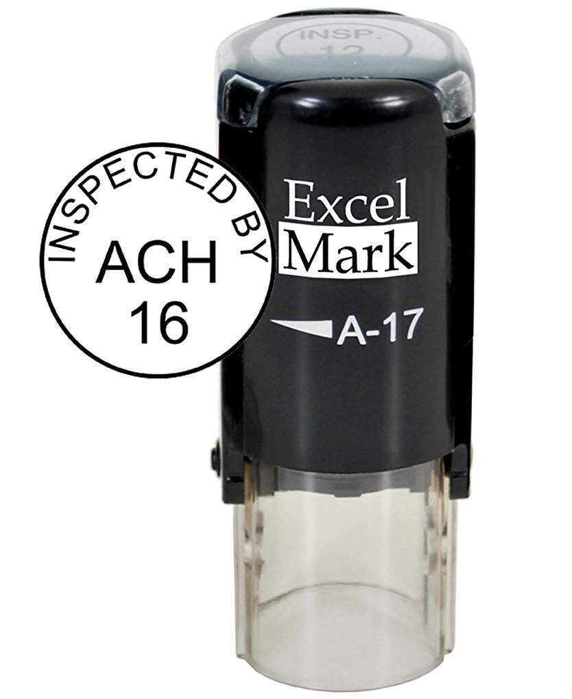 ExcelMark Custom Round Self Inking Inspection Stamp - 5/8" Diameter (3 Lines)