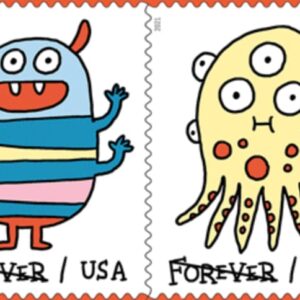 USPS Message Monsters (Sheet of 20) Postage Forever Stamps Playful Theme, Birthday, Engagement, New Job, Party, Invitations Celebrations 2021 Scott #5636-5639