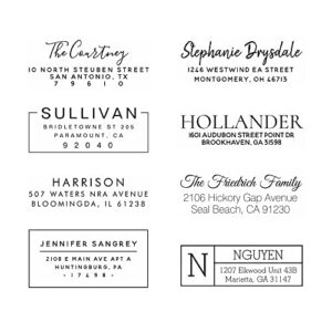 custom address stamp, custom return address stamp, choose from the 8 classic designs and 15 ink color