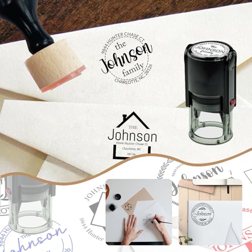 Custom Address Stamp Personalized Self Inking Return Address Stamp Refillable Mailing Address Stamps Housewarming Gift - Round