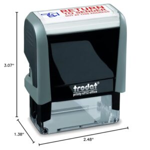 Trodat Stamp 4912 Office Printy with English Text RETURN to SENDER – Self Inking, Red and Blue Ink, Impression Size 3/4" x 1-7/8"