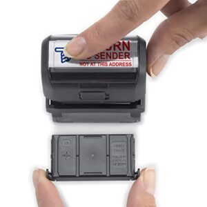 Trodat Stamp 4912 Office Printy with English Text RETURN to SENDER – Self Inking, Red and Blue Ink, Impression Size 3/4" x 1-7/8"