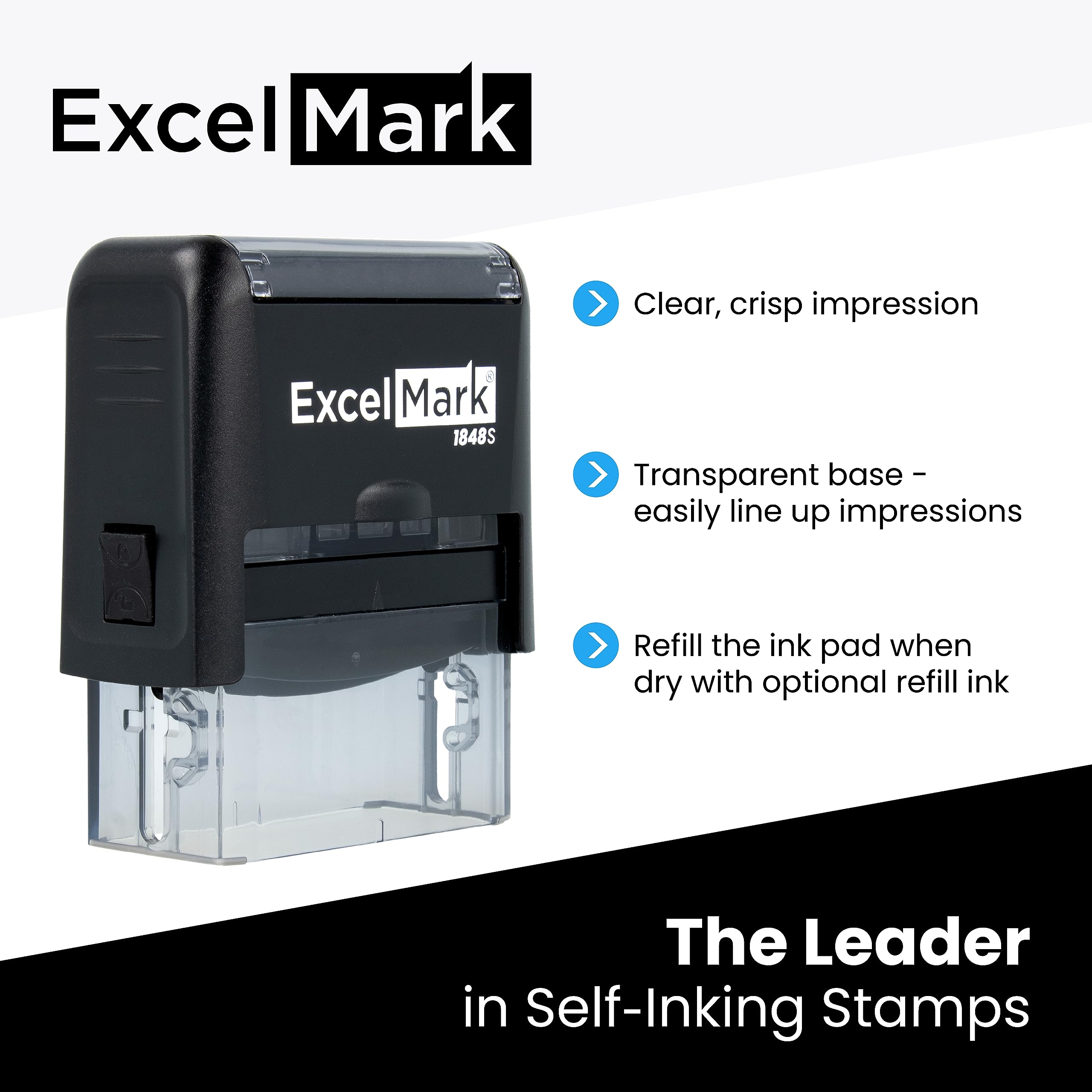 Custom Self Inking Rubber Stamp - Up to 4 Lines - with Refill Ink (A1848)