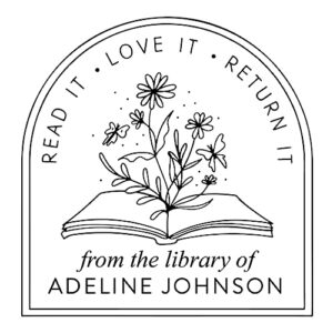 stamp by me | from the library of | embosser book stamp | floral library stamp | custom rubber stamp | personalized teacher stamp | custom library stamp (rubber stamp)