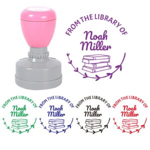 library book stamp,personalized round book stamps，up to 9 stamp shell colors, 5 ink colors (custom library stamp)