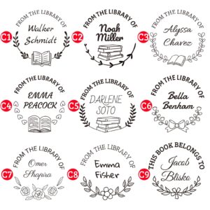 Library Book Stamp,Personalized Round Book Stamps，Up to 9 Stamp Shell Colors, 5 Ink Colors (Custom Library Stamp)