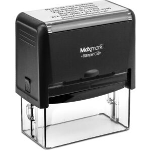 MaxMark Customized Self Inking Stamp - Up to 6 Lines of Text - X-Large Size - Choose from 15 Ink Colors