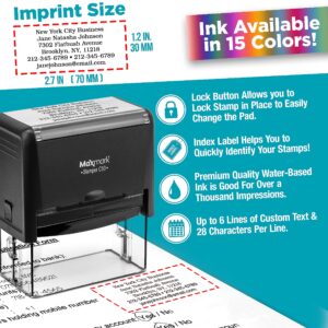 MaxMark Customized Self Inking Stamp - Up to 6 Lines of Text - X-Large Size - Choose from 15 Ink Colors