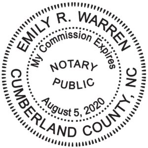 round notary stamp for state of north carolina- self inking stamp - top brand unit with bottom locking cover for longer lasting stamp - 5 year warranty