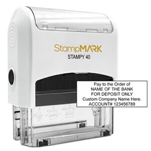 stampmark for deposit only customized office self inking stamp - 5-lines - large - choose from 15 ink colors