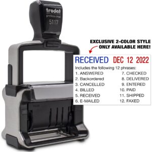 rubber stamp creation - 5117 professional 12-message stamp w/dater, self-inking, blue/red 2 color ink