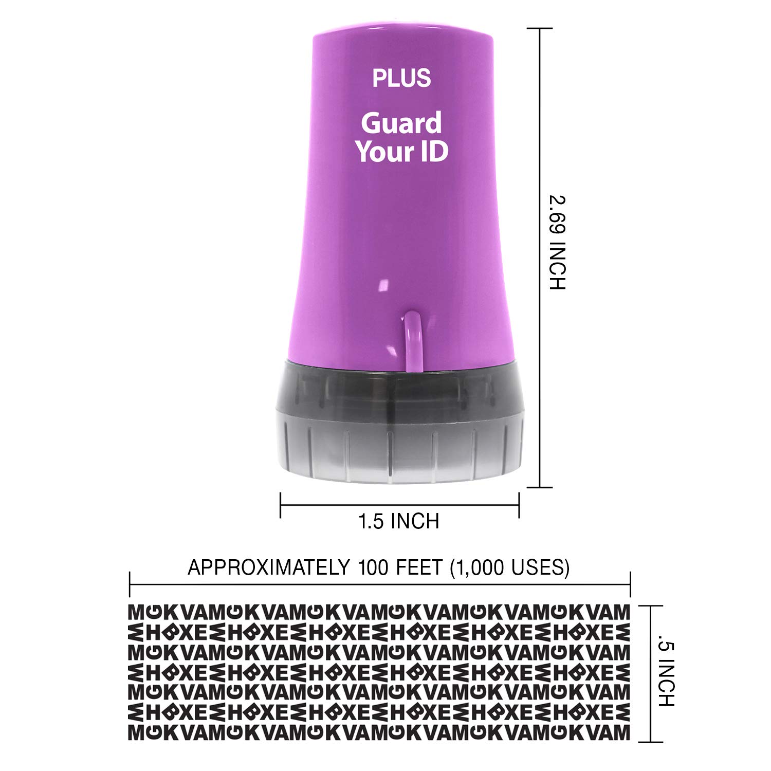 Guard Your ID Advanced Security Roller 2.0 for Identity Theft Prevention Stamping Purple