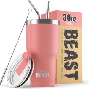 Beast 30 oz Tumbler Stainless Steel Vacuum Insulated Coffee Ice Cup Double Wall Travel Flask (Blossom Pink)