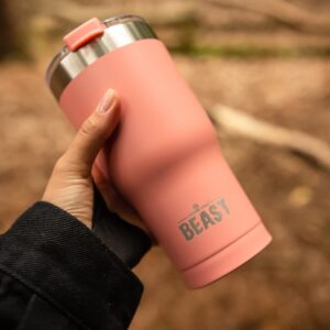 Beast 30 oz Tumbler Stainless Steel Vacuum Insulated Coffee Ice Cup Double Wall Travel Flask (Blossom Pink)