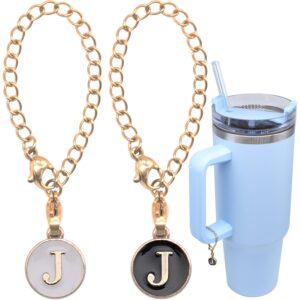 annabelz letter charm accessories for stanley cup,2pcs id initial letter charm personalized for stanley tumbler cup identification handle letter charms (j)