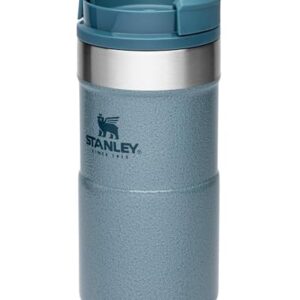 STANLEY NeverLeak Travel Mug .35L / 12OZ Hammertone Ice – Leakproof - Tumbler for Coffee, Tea & Water - BPA FREE - Stainless-Steel Thermo Cup - Rotating lid covers drink - Dishwasher Safe