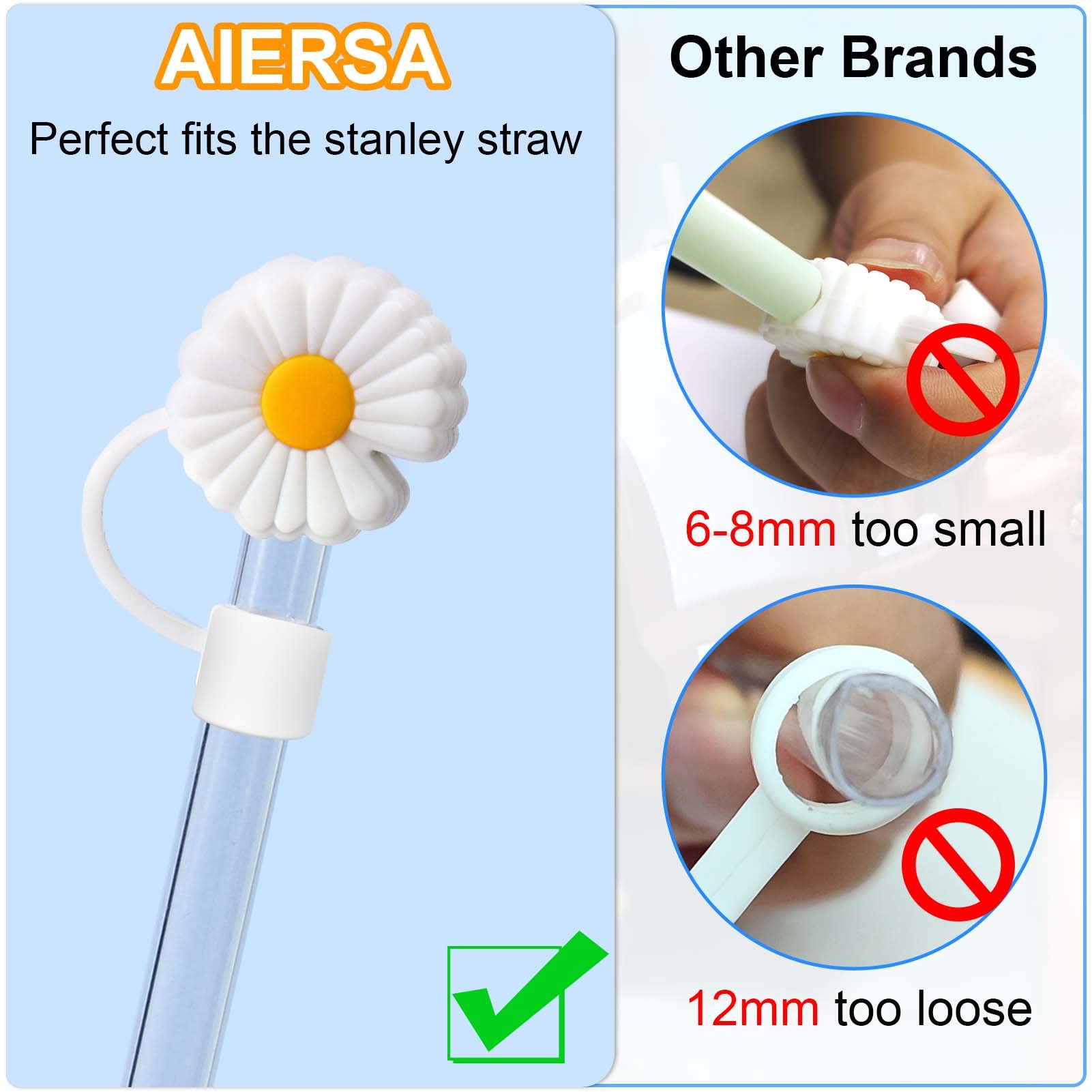 AIERSA Flower Straw Cover Cap for Stanley Cup,4Pcs Silicone Straw Topper Compatible with Stanley 30&40 Oz Tumbler with Handle,Straw Tip Covers for Stanley Cups Accessories