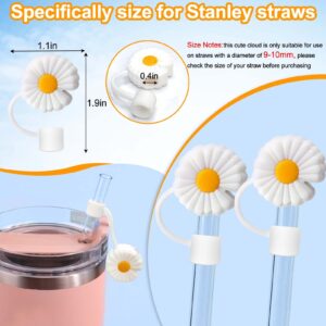 AIERSA Flower Straw Cover Cap for Stanley Cup,4Pcs Silicone Straw Topper Compatible with Stanley 30&40 Oz Tumbler with Handle,Straw Tip Covers for Stanley Cups Accessories