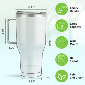 mininoo 40 oz Tumbler with Handle and Straw, Insulated Tumbler with Handle Leak Proof, Large Tumbler with Lid and Straw (Black)