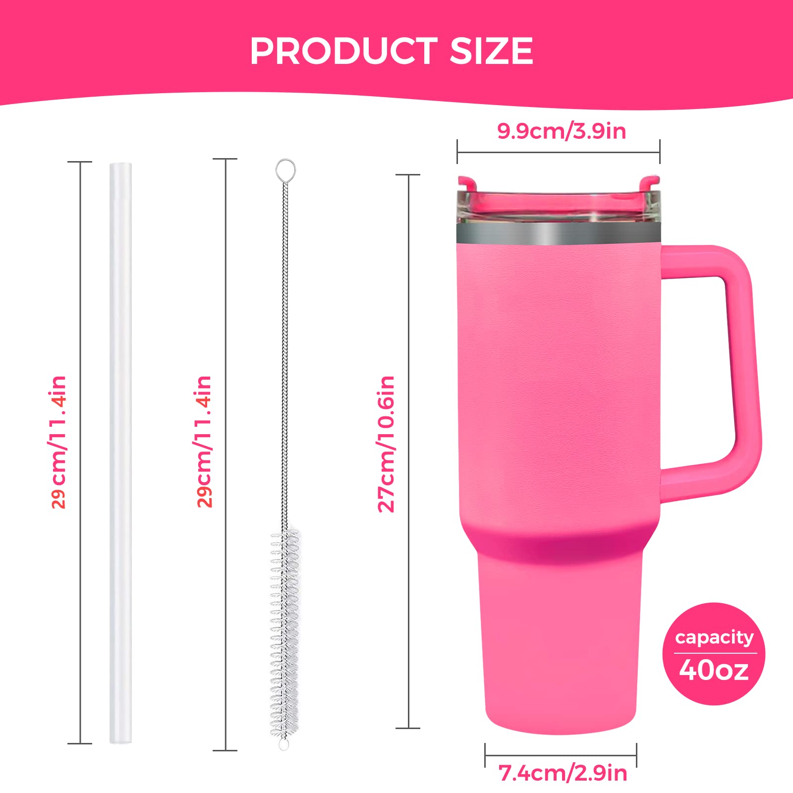 40oz Stainless Steel Tumbler with Handle Lid and Straw Insulated Coffee Mug Water Bottle Tumbler Keeps Hot and Cold Travel Cup (Yellow)