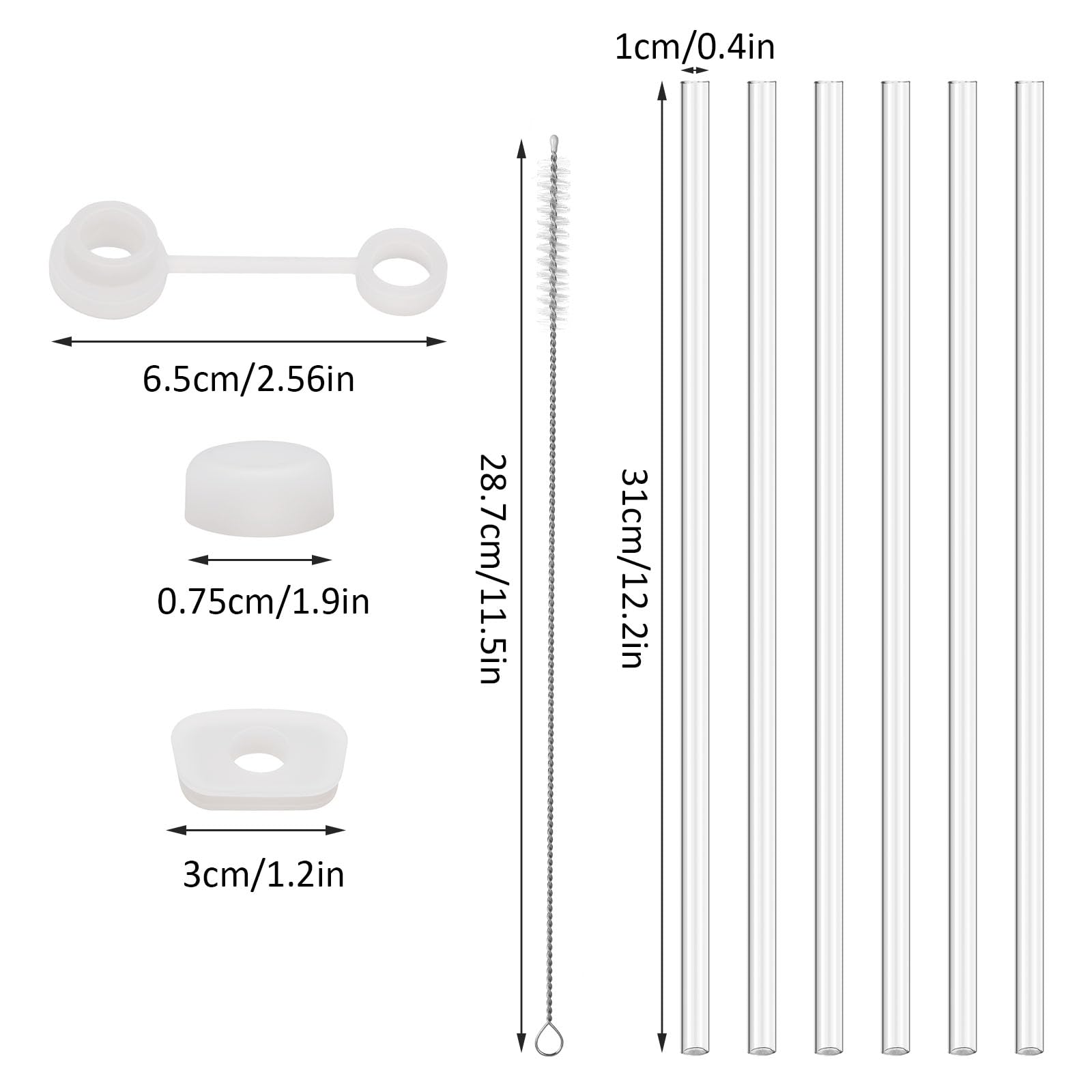 MARFOREVER 6 Pcs Replacement Straw for 40 30 oz Stanley Cup Tumbler, Reusable Clear Stanley Straws with Silicone Spill Stopper & Cleaning Brush, Plastic Straw Compatible for Stanley Cup Accessories