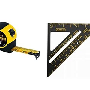 Stanley Tools 33-725 46-071 25ft. Fatmax Tape Rule and Premium Quick Square Layout Tool Combo Pack