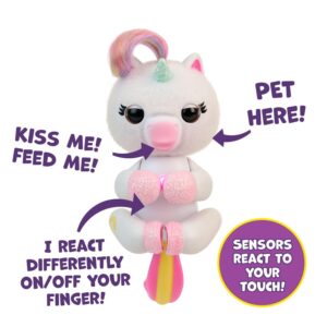 Fingerlings 2023 New Interactive Baby Unicorn Reacts to Touch – 70+ Sounds & Reactions – Lulu (White)