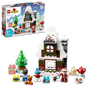 lego duplo santa's gingerbread house toy with santa claus figure, stocking filler gift idea for toddlers, girls and boys age 2 plus, 10976