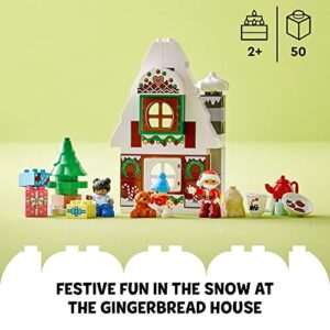 LEGO DUPLO Santa's Gingerbread House Toy with Santa Claus Figure, Stocking Filler Gift Idea for Toddlers, Girls and Boys Age 2 Plus, 10976