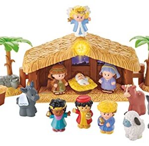 Fisher-Price Little People Deluxe Christmas Story, Nativity Playset with Light, Music and Figures for Toddlers Ages 1 and Up