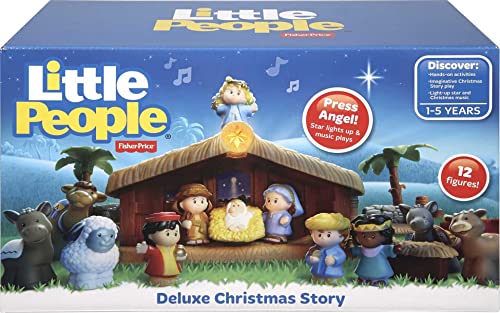 Fisher-Price Little People Deluxe Christmas Story, Nativity Playset with Light, Music and Figures for Toddlers Ages 1 and Up