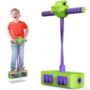 mindsprout pogo saurus | foam pogo jumper for kids 3, 4, 5, 6, 7, years old, dinosaur toys, birthday for boys or girls up to 250ibs, pogo stick, indoor & outdoor toys